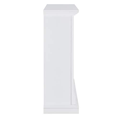 SEI Furniture Nobleman Mother of Pearl Tiled Electric Hidden Media Shelf Fireplace, White
