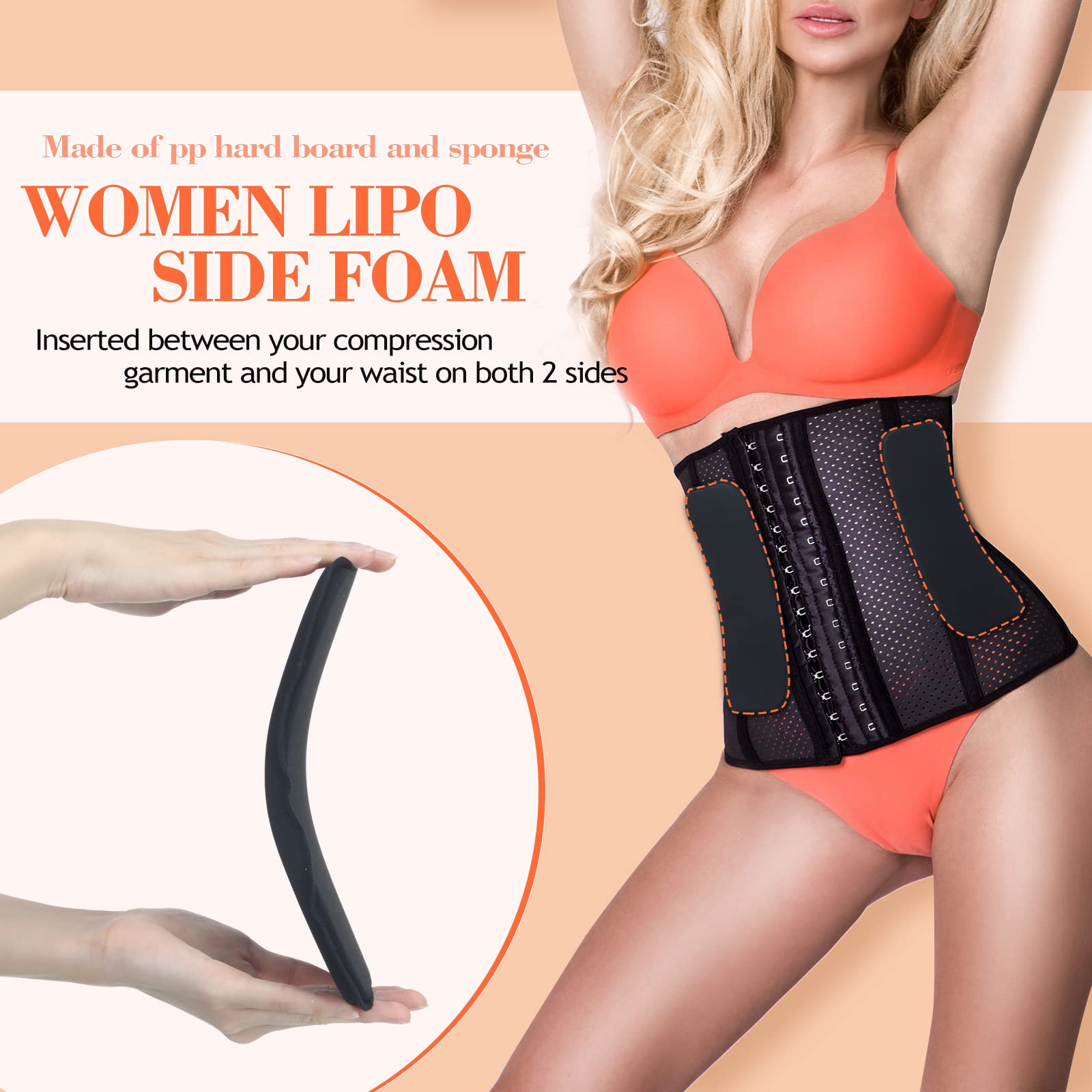 Treela 6 Pcs Lipo Foam Board Compression Board Set, Include Lipo AB Front and Back Board Abdominal Tummy Tuck Side Board for Women