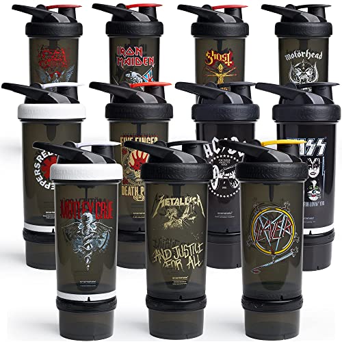Smartshake Revive KISS Shaker Bottles for Protein Mixes 25 oz – Shaker Cup Workout Smart Shaker Bottles With Storage for Powder + Protein Shakes, Rock Band Collection