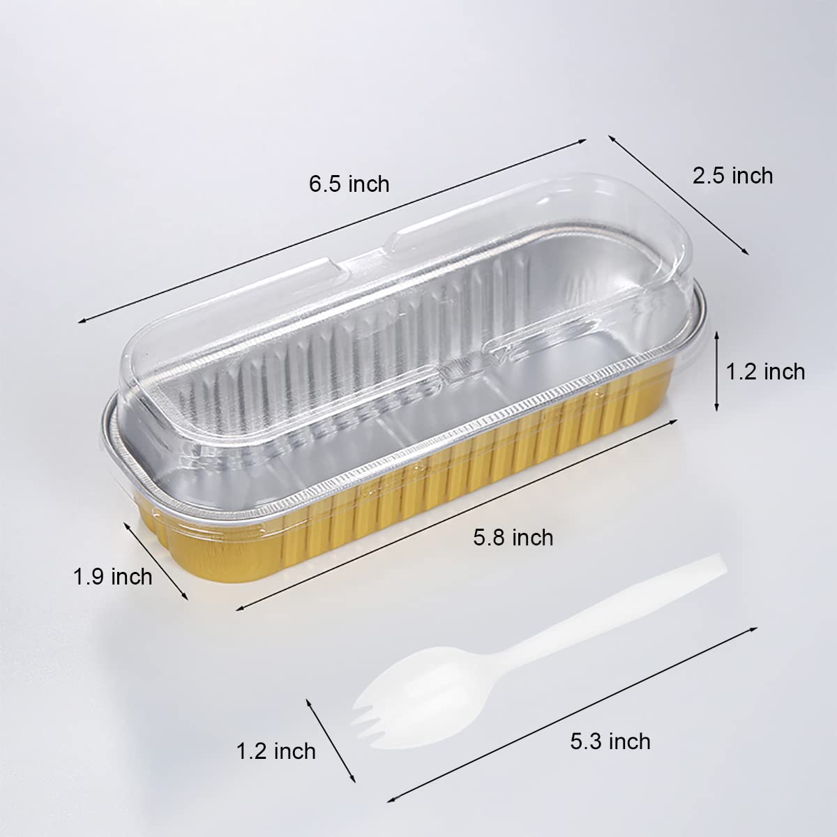 MOACOCK 100 Pack Aluminum Mini Loaf Pans, Aluminum Foil Pans with Lid, 6.8oz Disposable Rectangle Baking Containers Muffin Baking Tins Mini Cake Pans, Pans/Lids/Spoons (Blue)