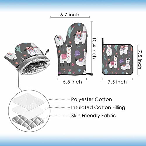 Samgula Green Teal Turtle Oven Mitts and Pot Holders Sets Sea Animal Swim Freely Heat Resistant 3pcs for Cooking Baking BBQ