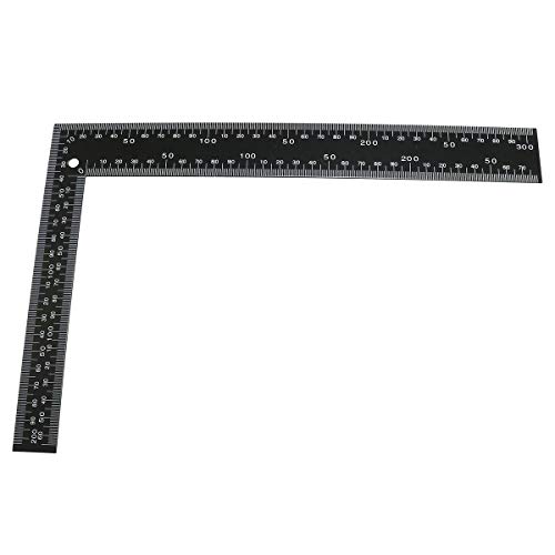 ZRM&E Black Tempered Stainless Steel Measuring Square Ruler Right Angle Ruler 90 Degrees Engineers Woodworking Wood Measuring Tool 0-300mm 0-12inch Scale