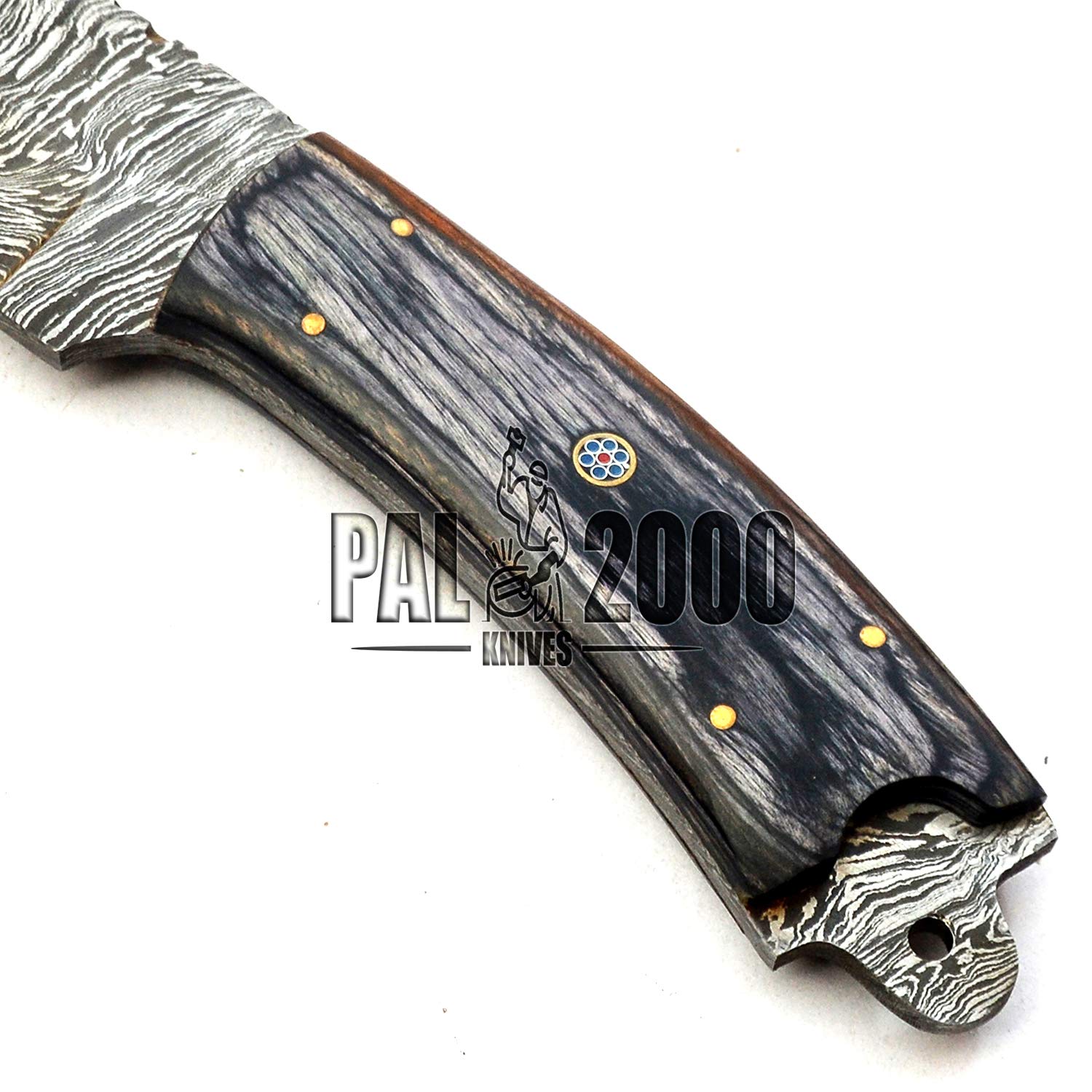 PAL 2000 KNIVES BOW-9684 Custom Forged Damascus Steel Fixed Blade Hunting Knife with Sheath