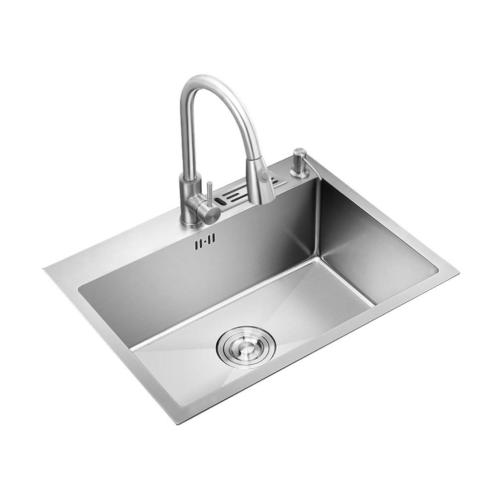 n/a Kitchen Sink Handmade 304 Stainless Steel Sink Kitchen Sink Vegetable Wash Basin Black Welding Seamless (Size : 50cm)