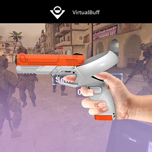 VirtualBuff Dual Gun Stock Attachment for Meta Oculus Quest 2 Controllers, Real-life Pistol Weight, VR Accessories to Enhance FPS Gaming Experiences