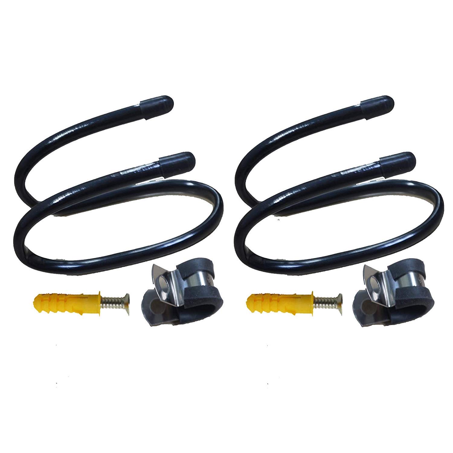 Pack of 2 , Rack with Adjustable Hooks Equipment Organizer Storage β W Claw Wall Mount Football Holder Ball Display Rack for Helmet, Gloves, Coats, Hats/Metal and Silicone Rubber Black Finish.