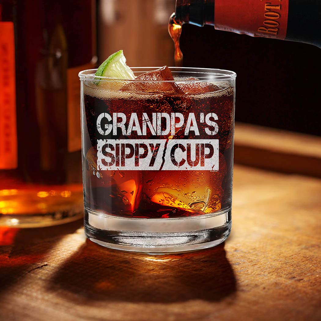 shop4ever Grandpa's Sippy Cup Engraved Whiskey Glass Promoted To Grandpa New Grandpa