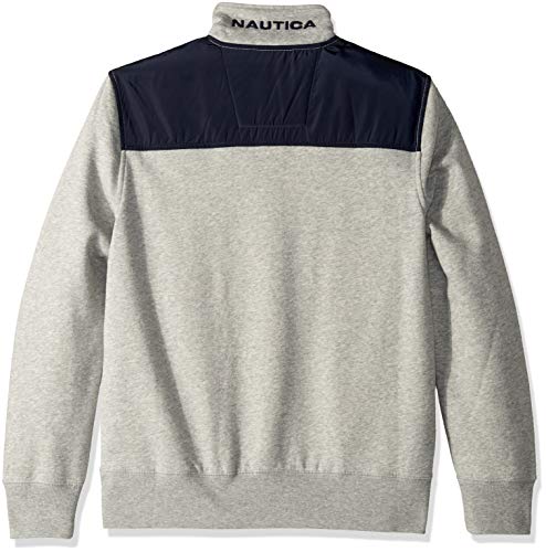 Nautica Men's 1/4 Zip Pieced Fleece Sweatshirt, Grey Heather, Small