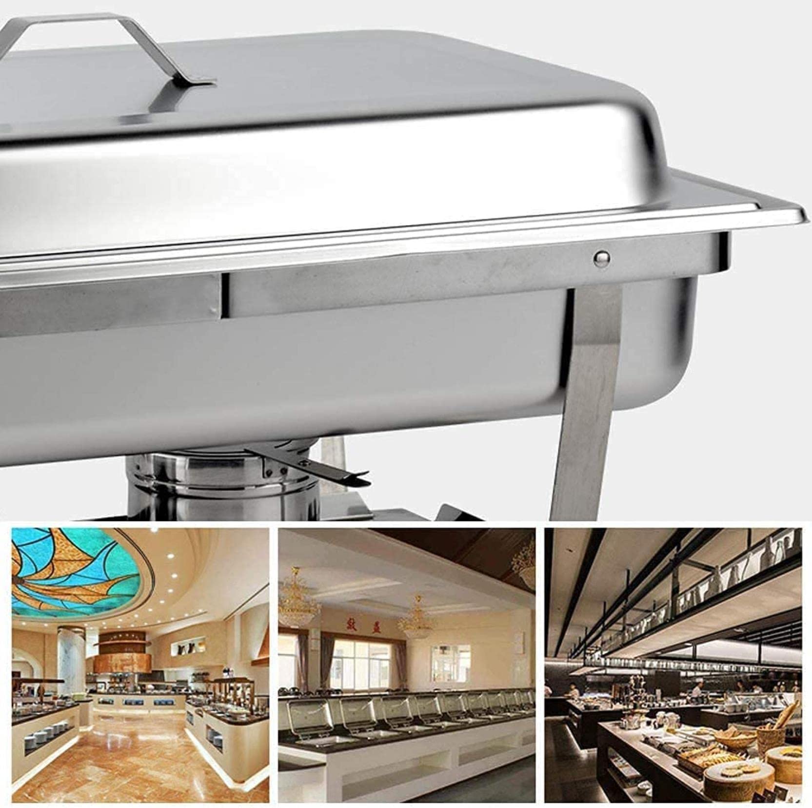 UZOURI Food Warmer, Chafing Dish 9L Stainless Steel Chafing Dish Set Buffet Catering Warmer Set, Rectangle Chafing Dish for Party