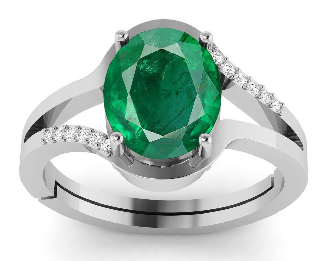 SirDaksh 10.25 Carat Natural Green Emerald Silver Ring