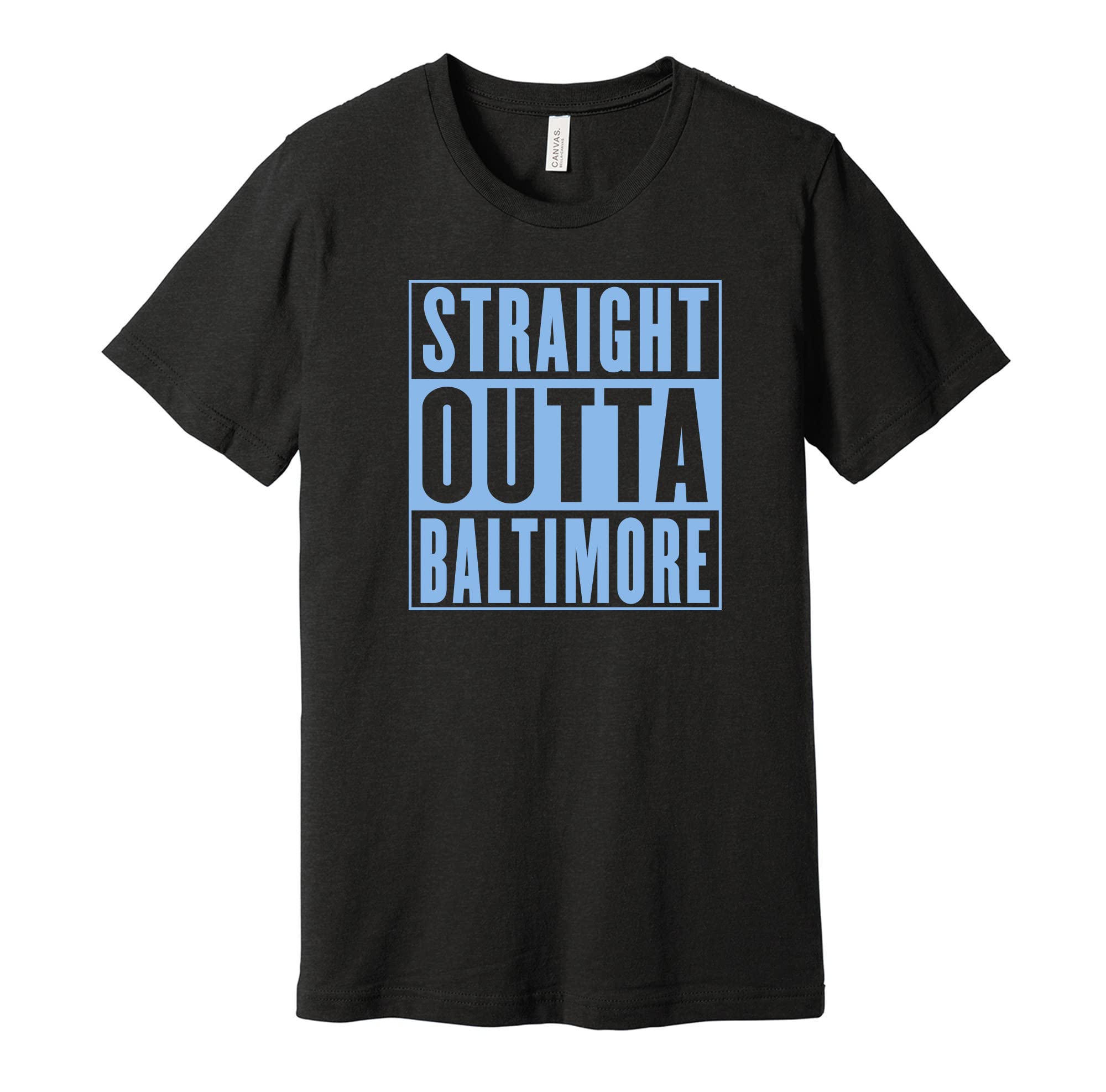 Straight Outta Baltimore - Represent Maryland - Hip Hop Parody Shirt - Blue and Black Version - Black - XXL