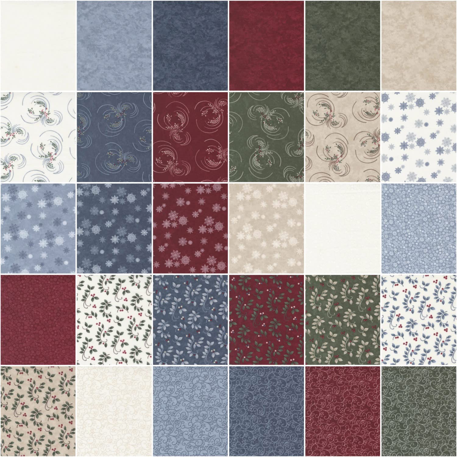 Moda Fabrics Winter Flurries Jelly Roll by Holly Taylor 6880JR, Multicolor