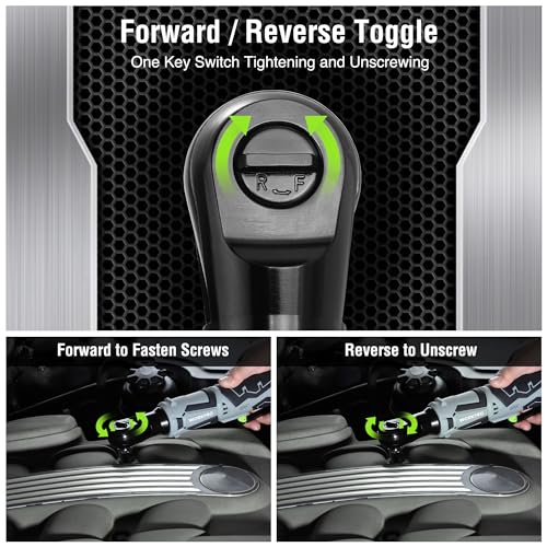 WORKPRO Cordless Electric Ratchet Wrench, 3/8" 12V 40 Ft-lbs Power Ratchet Wrench Kit with 9-Piece Socket Accessory Set, 2-Pack 2.0Ah Lithium-Ion Batteries…