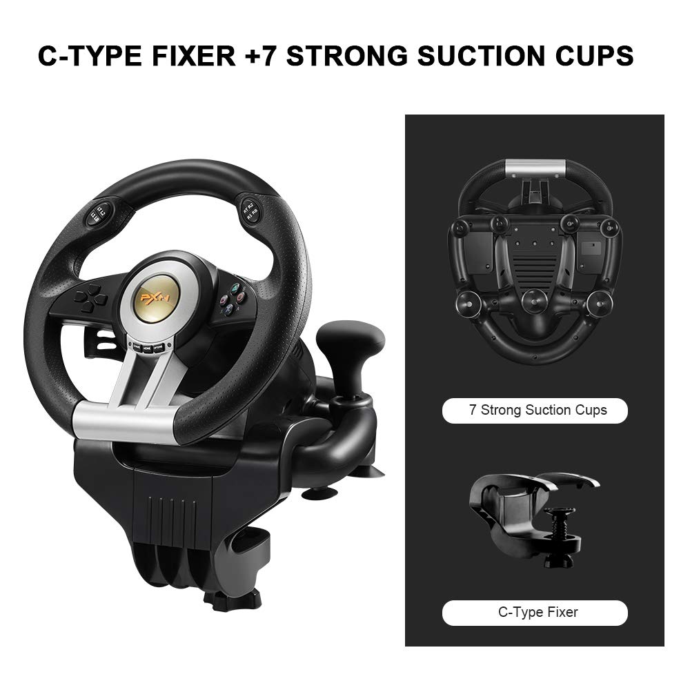 PXN V3III PC Steering Wheel 180 Degree Universal USB Car Racing Game Racing Wheel with Pedals for PS3, PS4, Xbox One,Xbox Series X/S, Switch Black(Used - Like New)