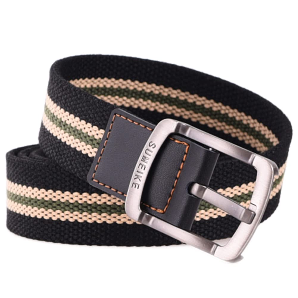 VISDEA Breathable Canvas Web Belts Men Casual Jeans Belt Wide 3.5cm (Blue, 110cm(Fit Waistline 28-36''))