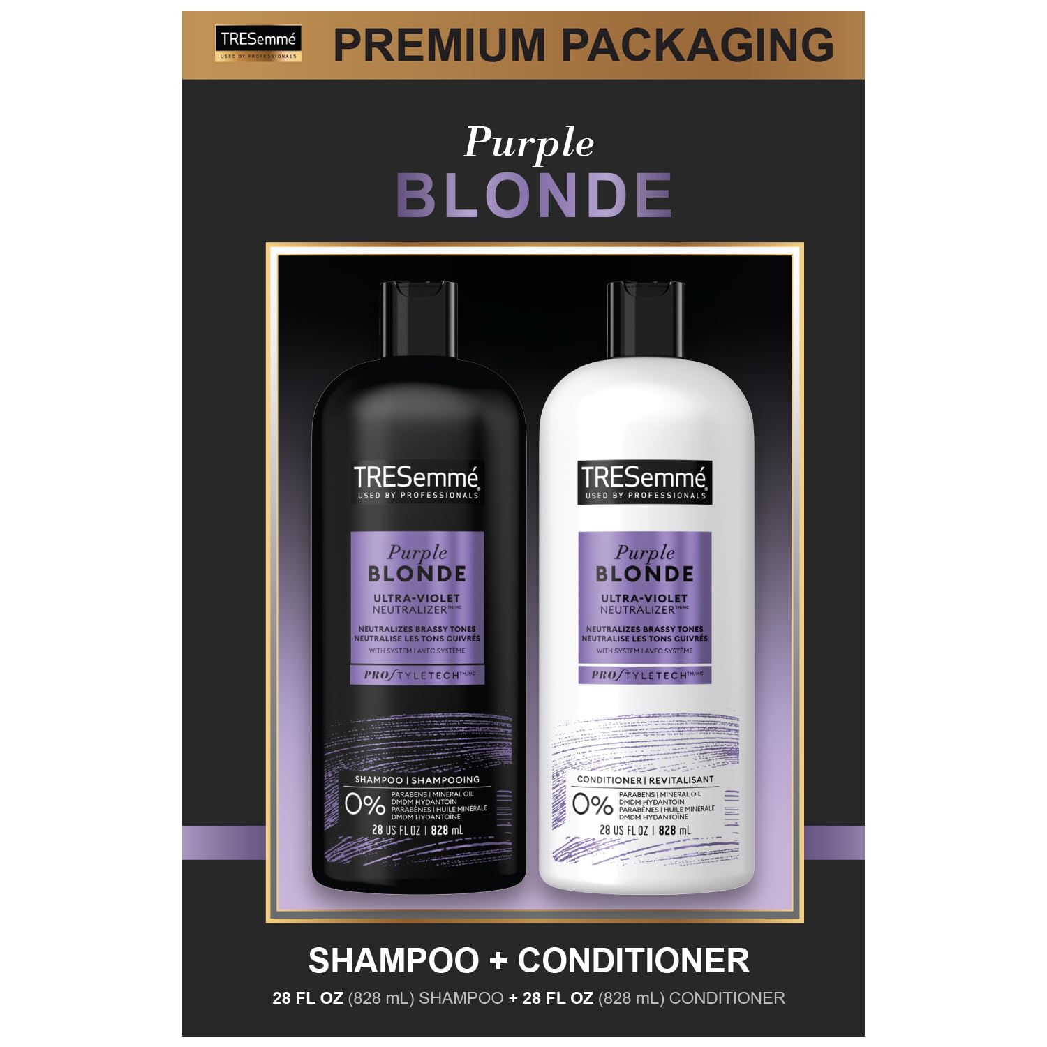 TRESemmé Purple Shampoo and Conditioner Set, Pro Collection for Blonde, Silver, Grey, or Highlighted Hair, 20 Fl Oz Ea