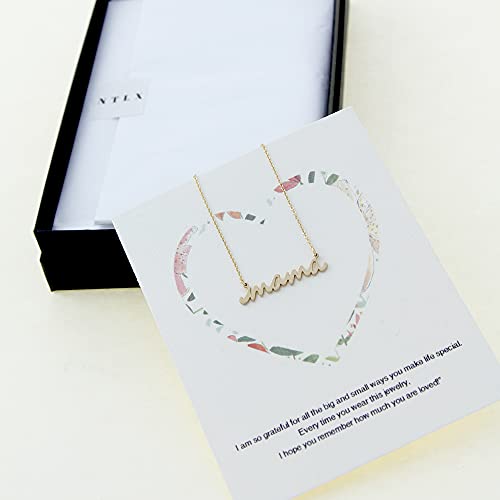 NTLX Mama Necklace β Mama Necklace for Women - Mama Script Cursive Lettering - Simple Delicate Cute β 14K Gold - Great Gift - Beautiful Card & Gift Box Included (Mama Script - Gold)