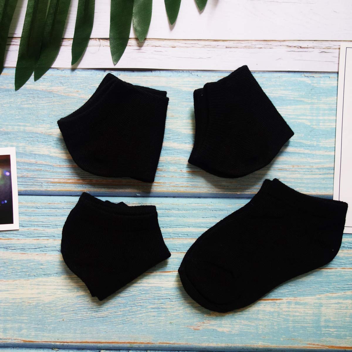 Tenpluszero 20 Pairs Toddler Kids Socks Half Cushion Low Cut Ankle Socks Boy Girl Athletic Socks(Black,8-10 Years)