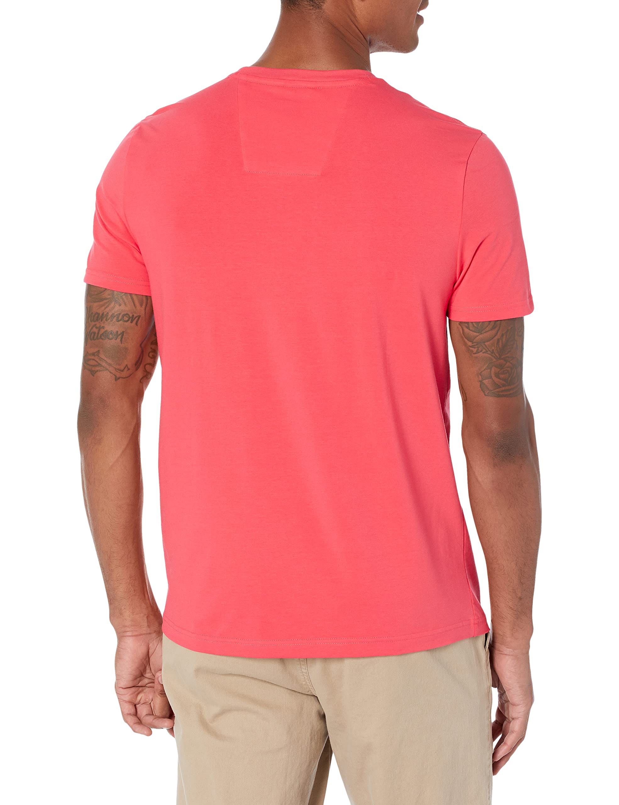 Nautica Men's Solid Crew Neck Short Sleeve Pocket T-Shirt, Melon Berry, Small