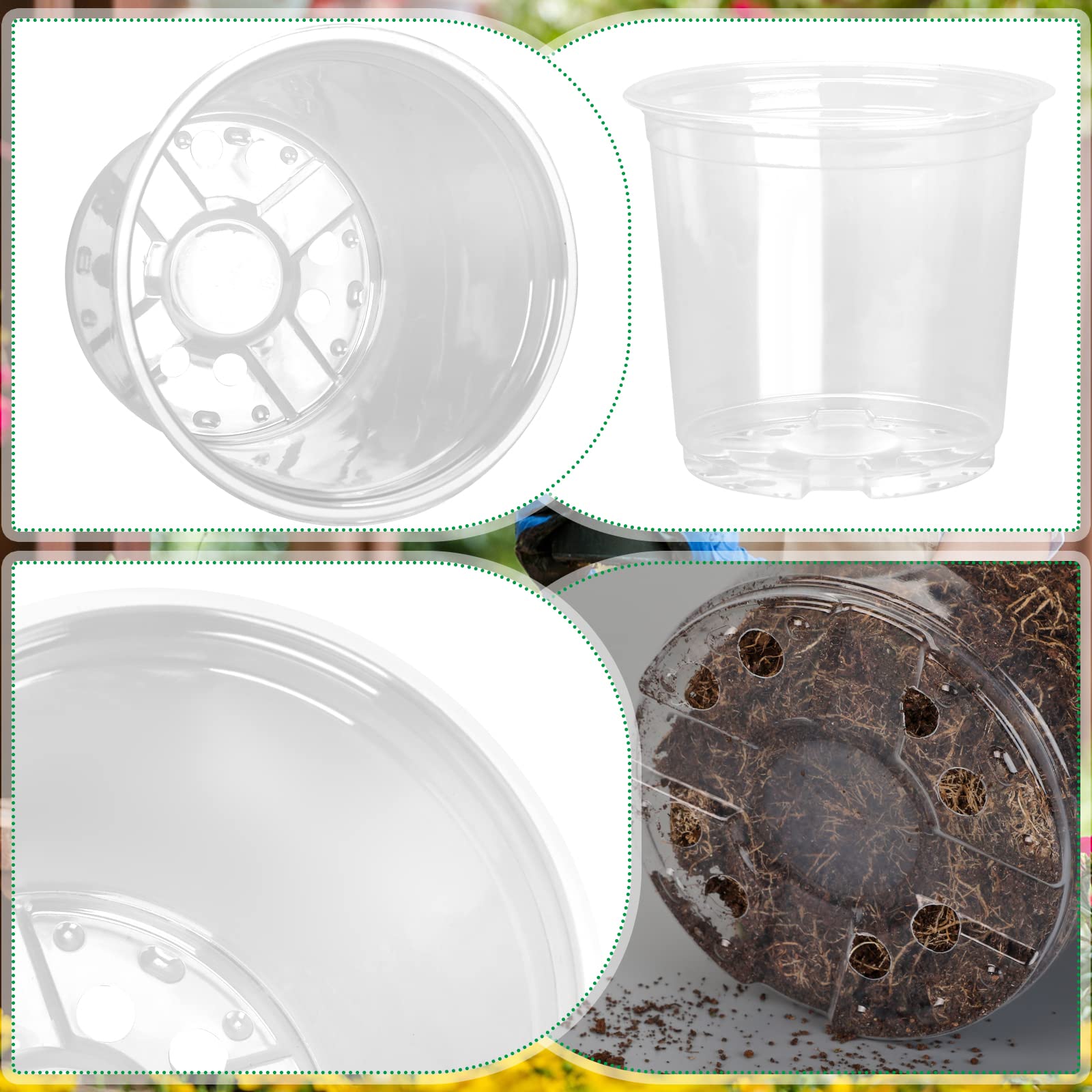 OUPSAUI 6/5/3.5 Inch Clear Nursery Pots with Drainage Holes, 30 Pack Nursery Pots Variety Pack, Durable Transparent Plastic Pots for Plants, Seed Starter Pots, Garden Flower Orchid Pots