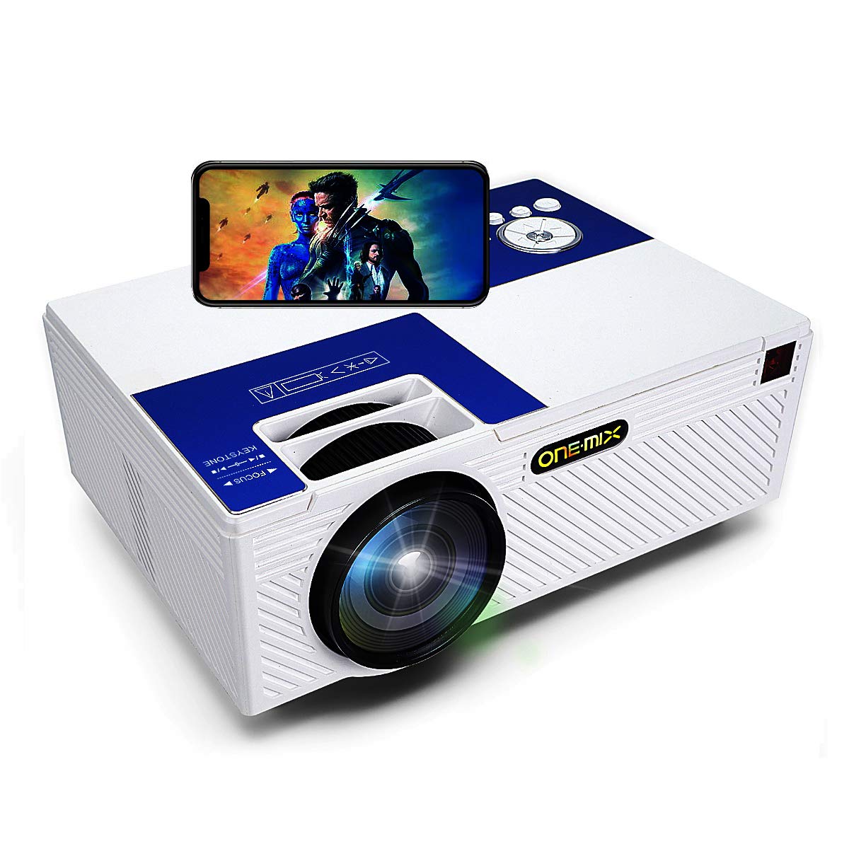 Mini Projector,ONE·MIX Portable Video-Projector, Multimedia Home Theater Movie Projector,Compatible with Full HD 1080P HDMI,VGA,USB,AV,Laptop,Smartphone