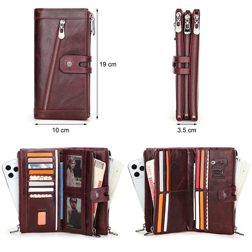 WYFDP Women Wallet Leather Wallet Card Holder Female Long Purse Phone Pocket Large Capacity Clutch Wallets