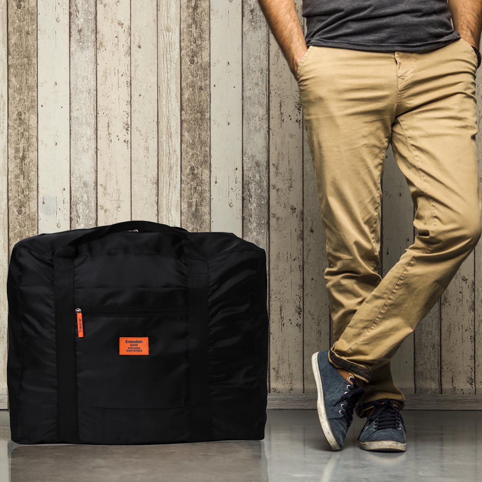 Travel Bags Large Capacity Expandable Folding Storage Bag Foldable Sports Handbag Overnight Bag with Rod Sleeves