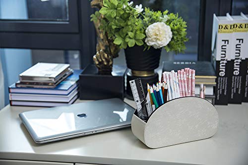 Nobranded Remote Control Holder with 5 Compartments PU Leather - Media Accessory Storage & Makeup brush, Home &Office Supplier Organizer/Housewarming gift (Light Gold)