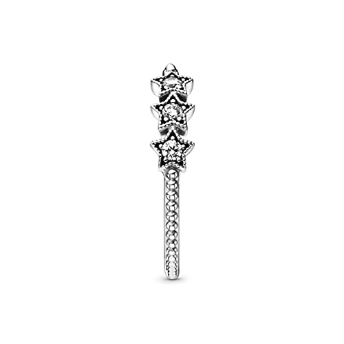 Pandora Celestial Stars Ring - Sterling Silver Ring for Women - Layering or Stackable Ring - Sterling Silver with Clear Cubic Zirconia - Size 8.5, No Gift Box