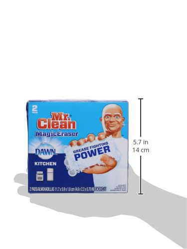 Mr. Clean Magic Eraser Kitchen with Dawn, Cleaning Pads with Durafoam, 2 Count