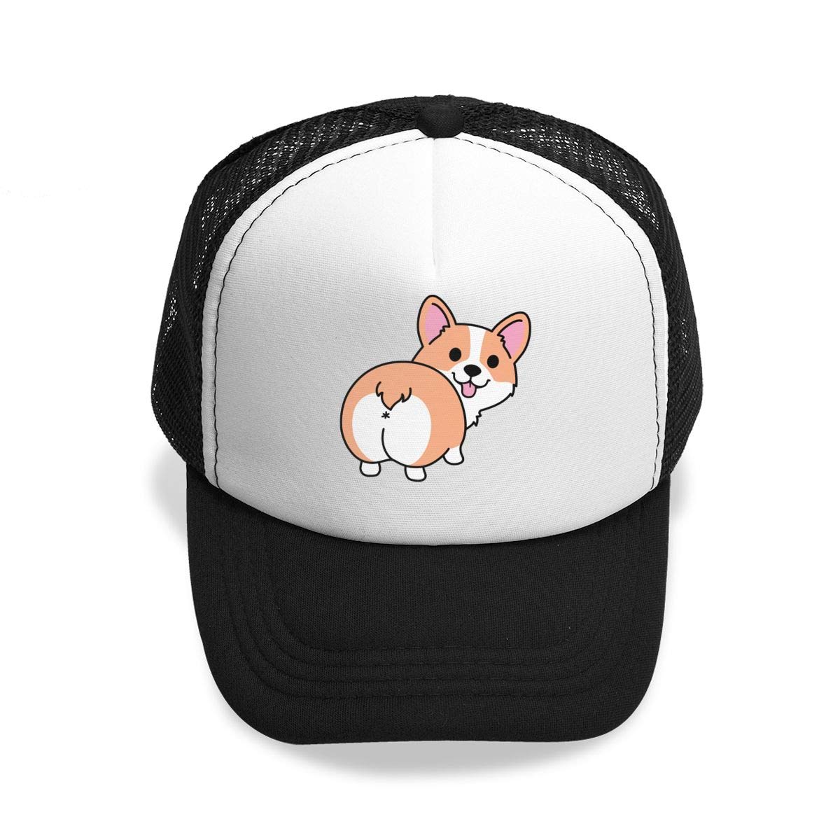 OASCUVER Corgi Butt Kids Trucker Hat, Adjustable Mesh Dog Cap for Boys Girls(Black Corgi, one Size)