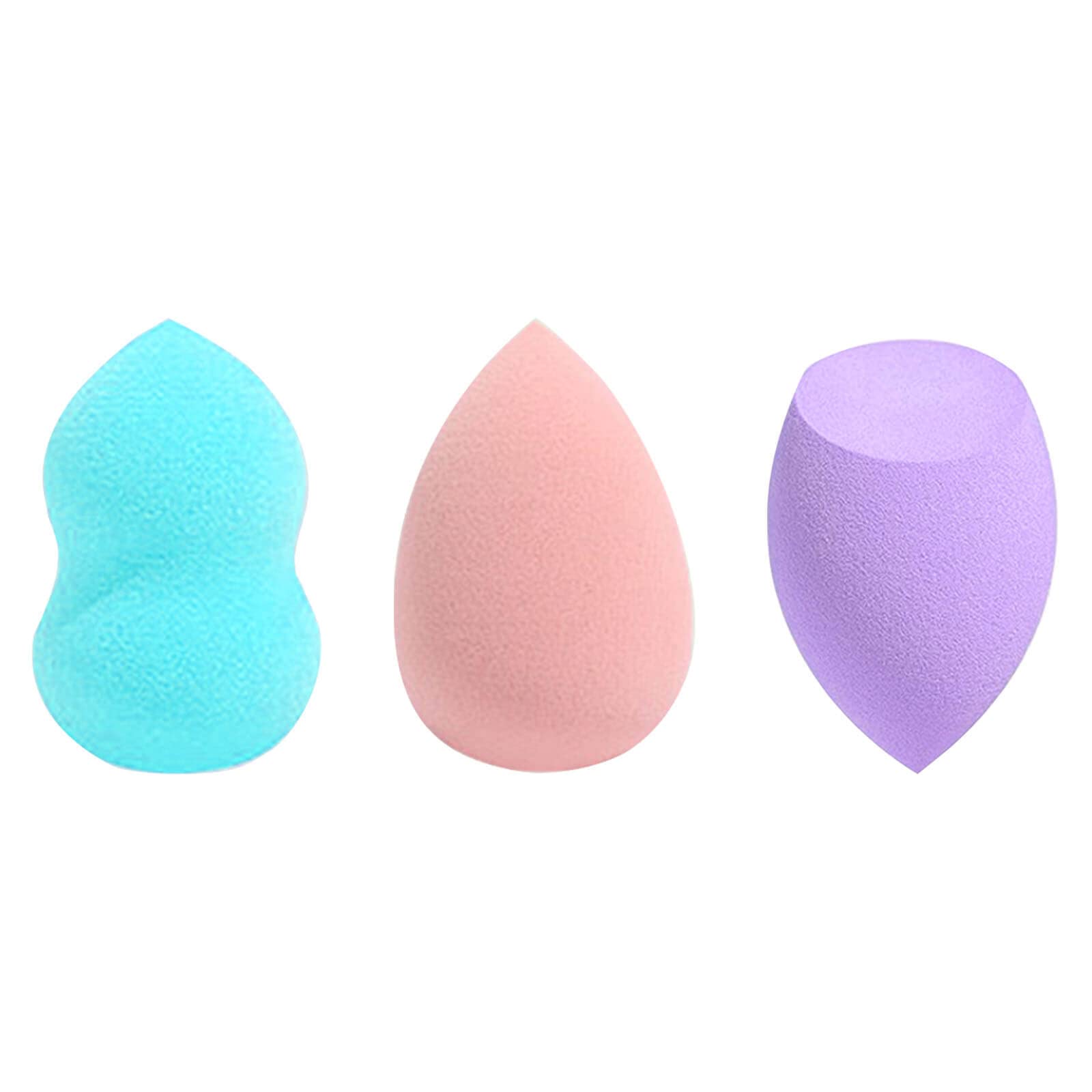 XMOSNZ Makeup Sponge Sets 3pcs Foundation Blending Sponge Pink Latex Free and Vegan Makeup Sponges with a Storage Case (3, Blue Purple)