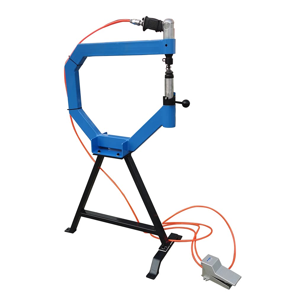 TOOL1SHOoo 4" Throat Pneumatic Planishing Hammer with Cast Iron Stand & Pedal, Pneumatic Planishing Hammer 4" Throat Airpress Tool w/Steel Stand, Anvil 1/2/3"