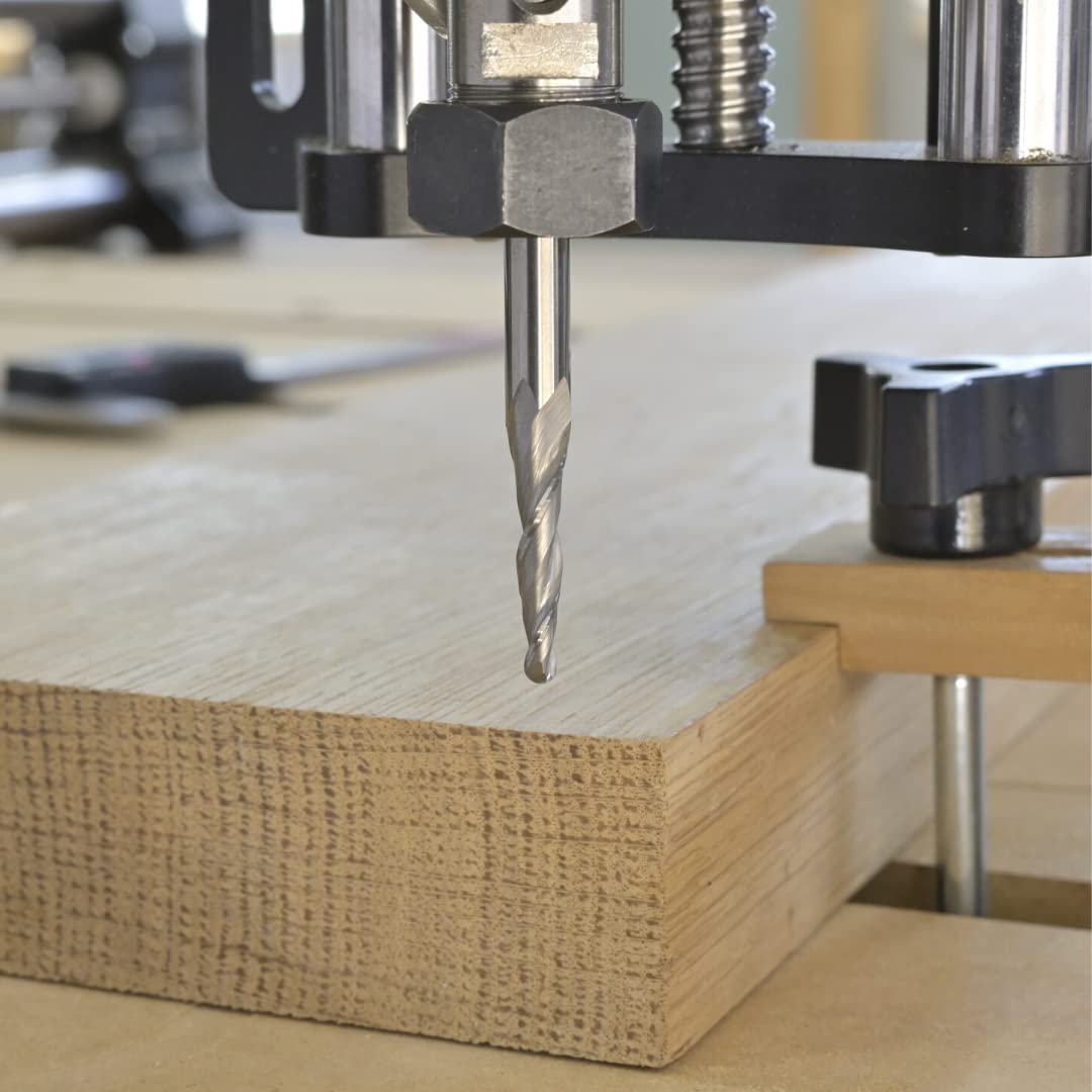 ROUTYBITS - 3 Pcs Tapered Ball Nose Router Bit Set - 1/32โ, 1/16โ, 1/8โ Tip Diameter, 1/4 Inch Dia Shank, Solid Carbide, Spiral End Mills for 3D CNC Carving of Wood, Plastic, Soft Metal
