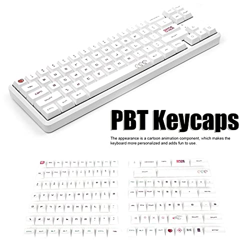 Yoidesu 118 Keys PBT Keycaps, Oil Resistant XDA Cartoon Keycap for General Mechanical Keyboard Gaming Keyboard Keycap with Shaft Puller(White)