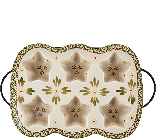 Temp-tations Ovenware S/2 Star Shaped Muffin or Cornbread Pans w/Wire Racks (Old World Eggplant), K39454 Muffin