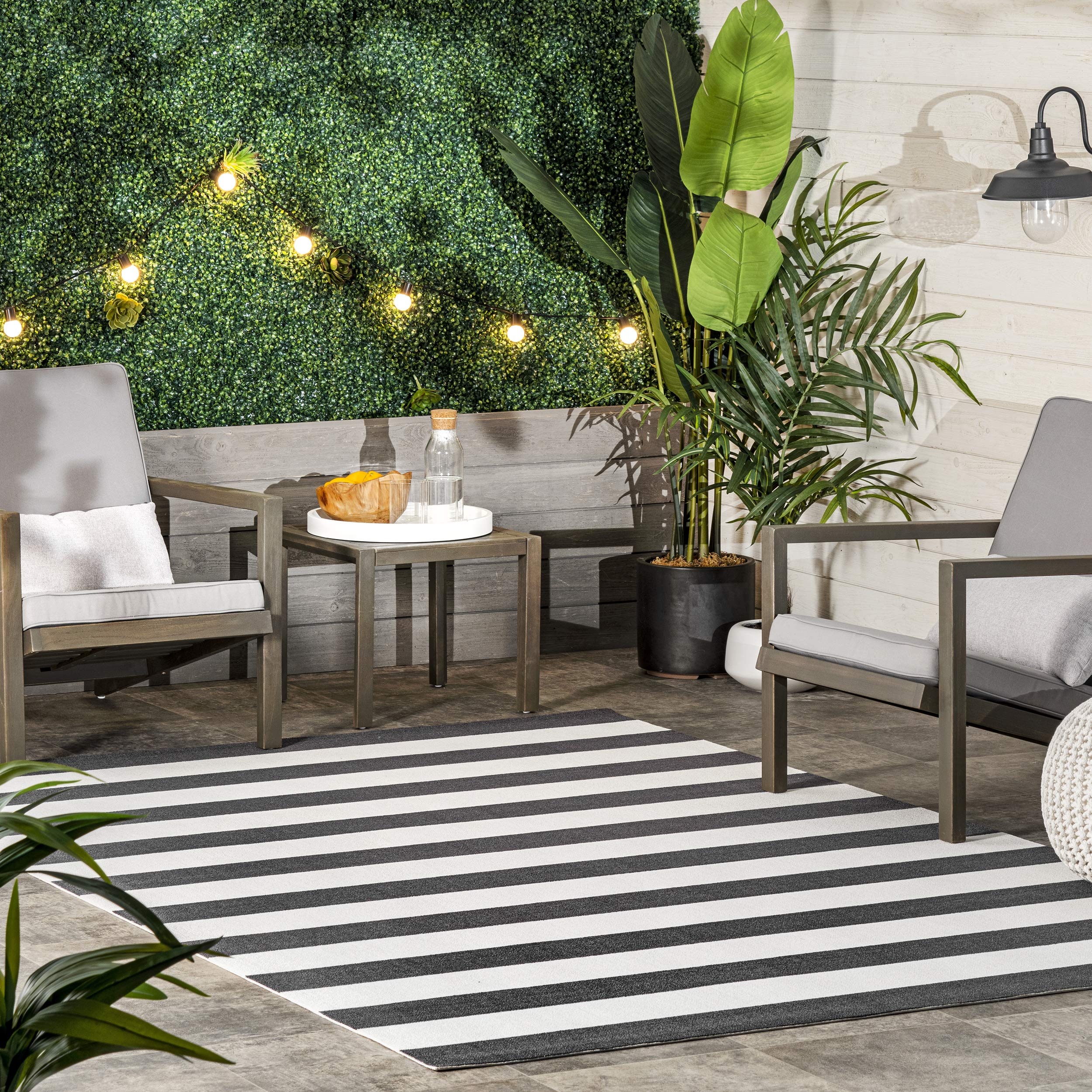 nuLOOM Christa Striped Indoor/Outdoor Area Rug, 5 x 8 Feet, Pink