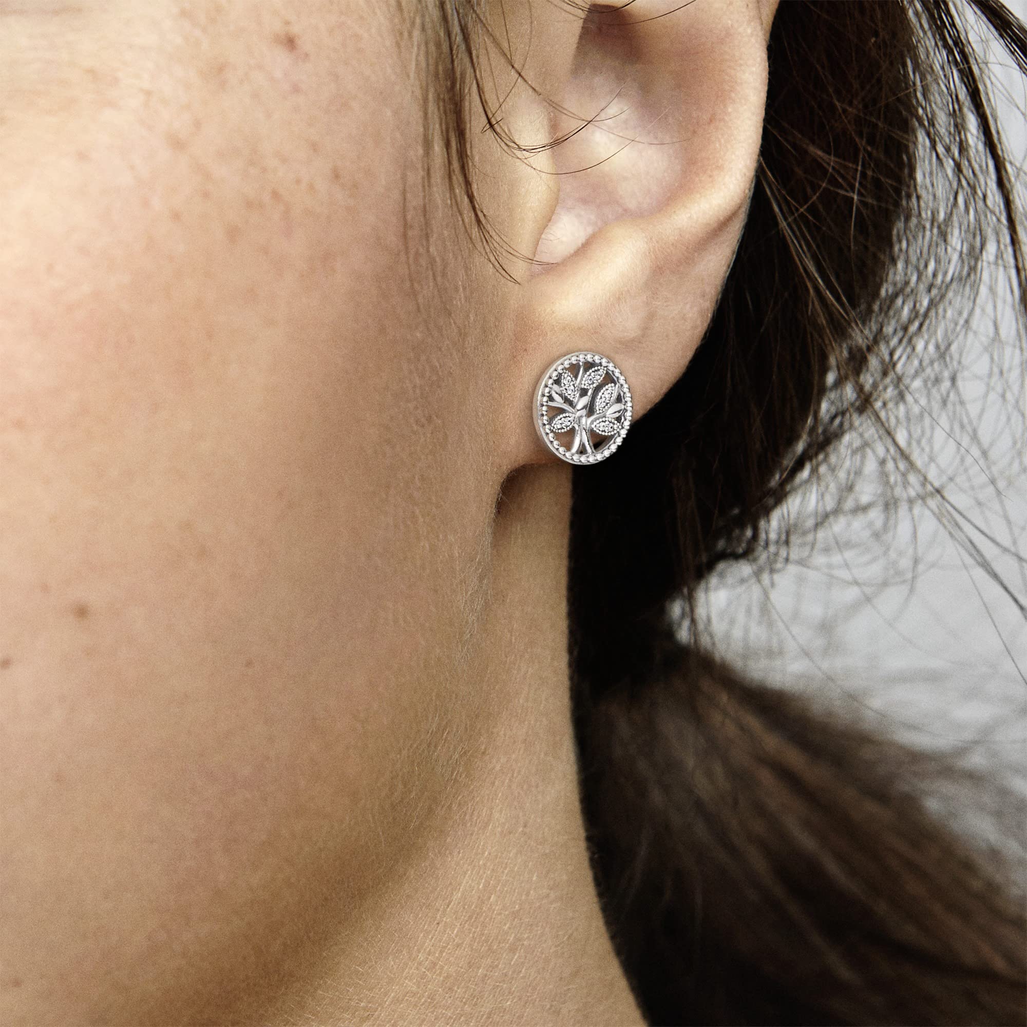 Pandora Jewelry Sparkling Family Tree Stud Cubic Zirconia Earrings in Sterling Silver