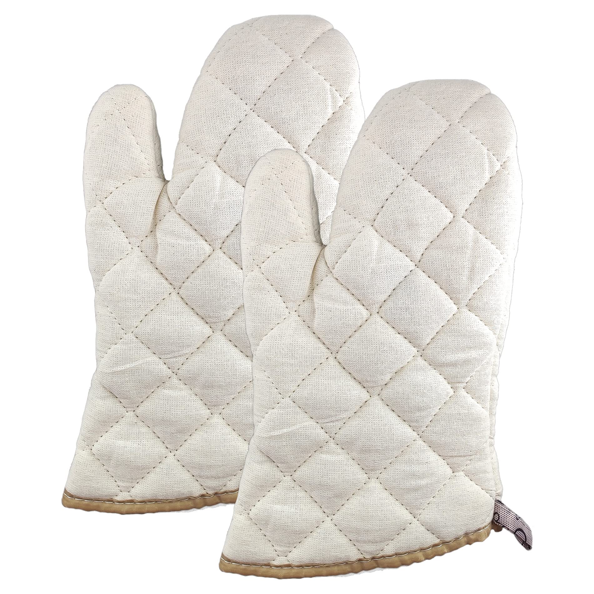VAIIEYO 1 Pair Oven Mitts - Heat Resistant Thick Cotton, Soft Quilted Lining, for Kitchen Baking, Cooking & Grilling(11 Inch White)