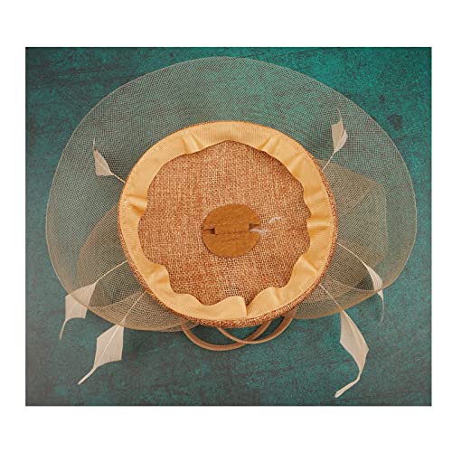 Tea Party Fascinator Kentuckys Derbys Hat Fascinator Pillbox Hat Headband for Cocktail Womens Headband Black (Gold #1, One Size)