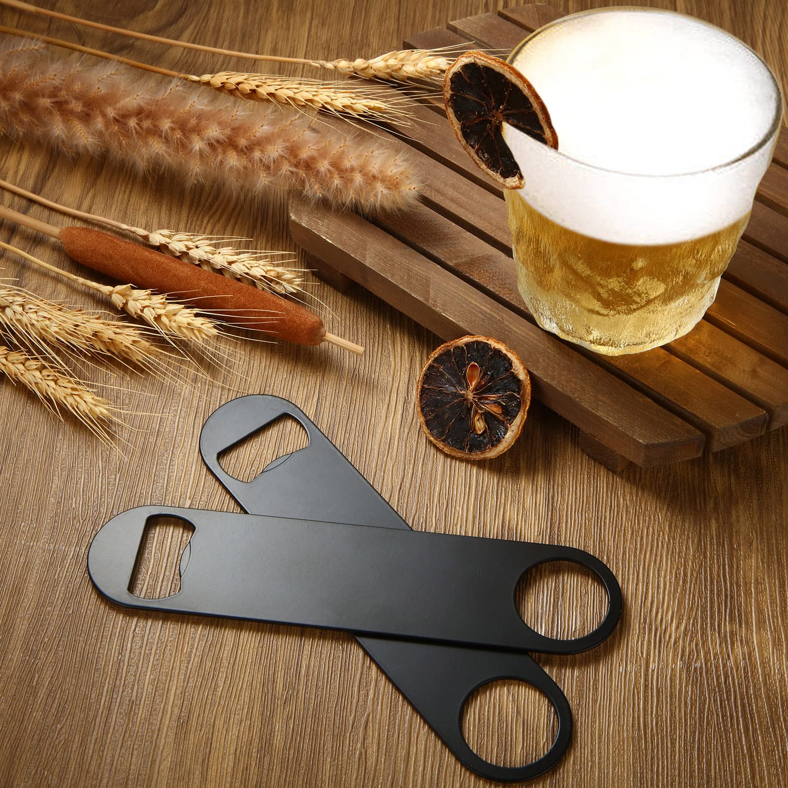 QTLCOHD 20 Pack Flat Bottle Opener 7 Inch Stainless Steel Bottle Openers Bulk Black Beer Bottle Opener Bartender Beer Bottle Opener for Kitchen Bar or Restaurant