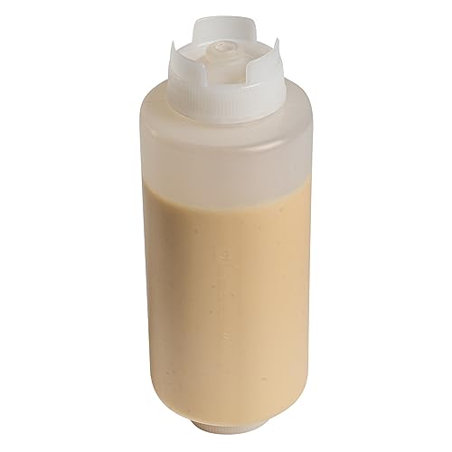 Restaurantware 32oz. FIFO Inverted Plastic Squeeze Bottle with Refill and Dispensing Lids - First In First Out - Perfect for Restaurants Catering and Food Trucks - 1ct box