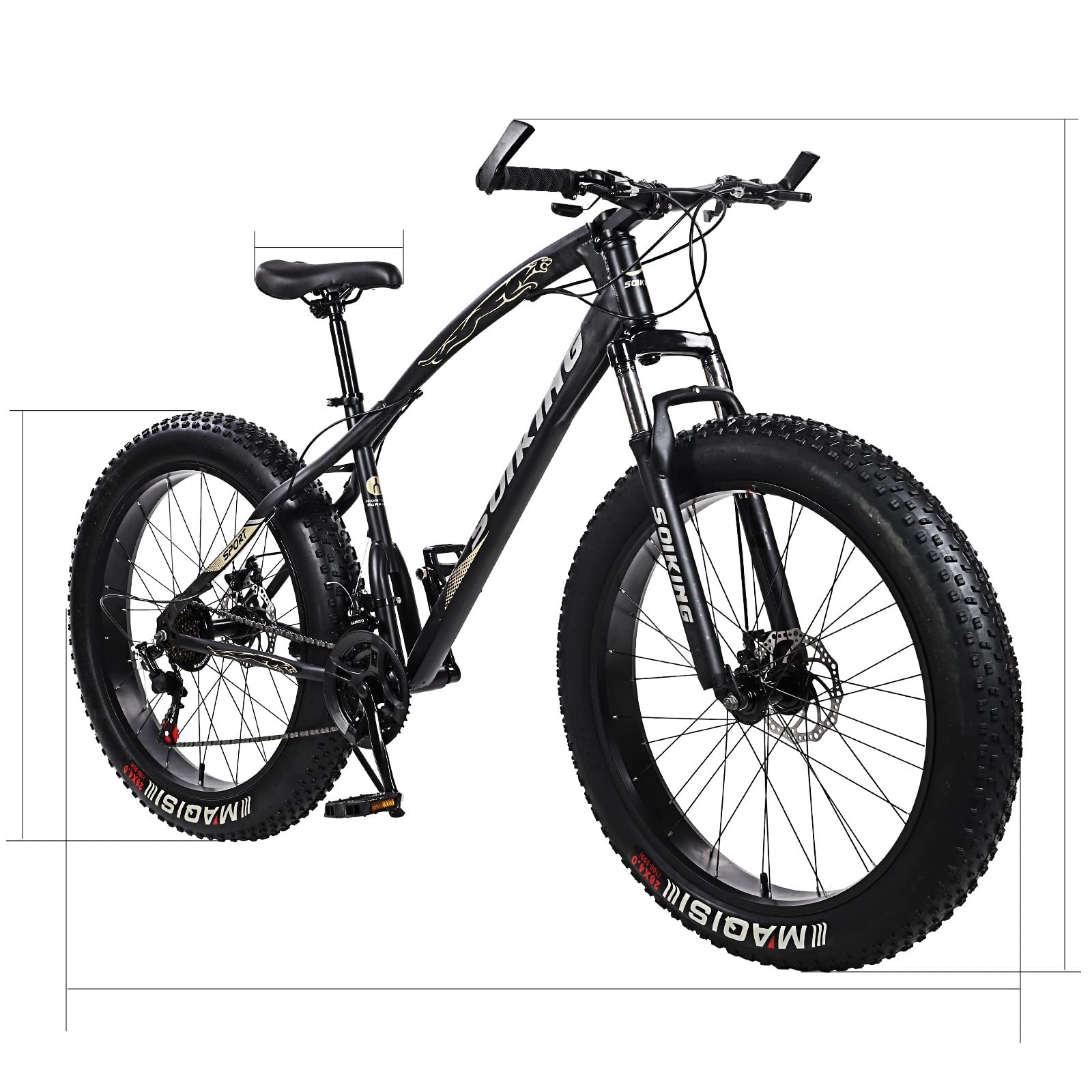 visdron Shogun Bikes Fat Tire Mens Mountain Bike, 17-Inch/Medium High-Tensile Frame Used Bicycles (Black, 581)
