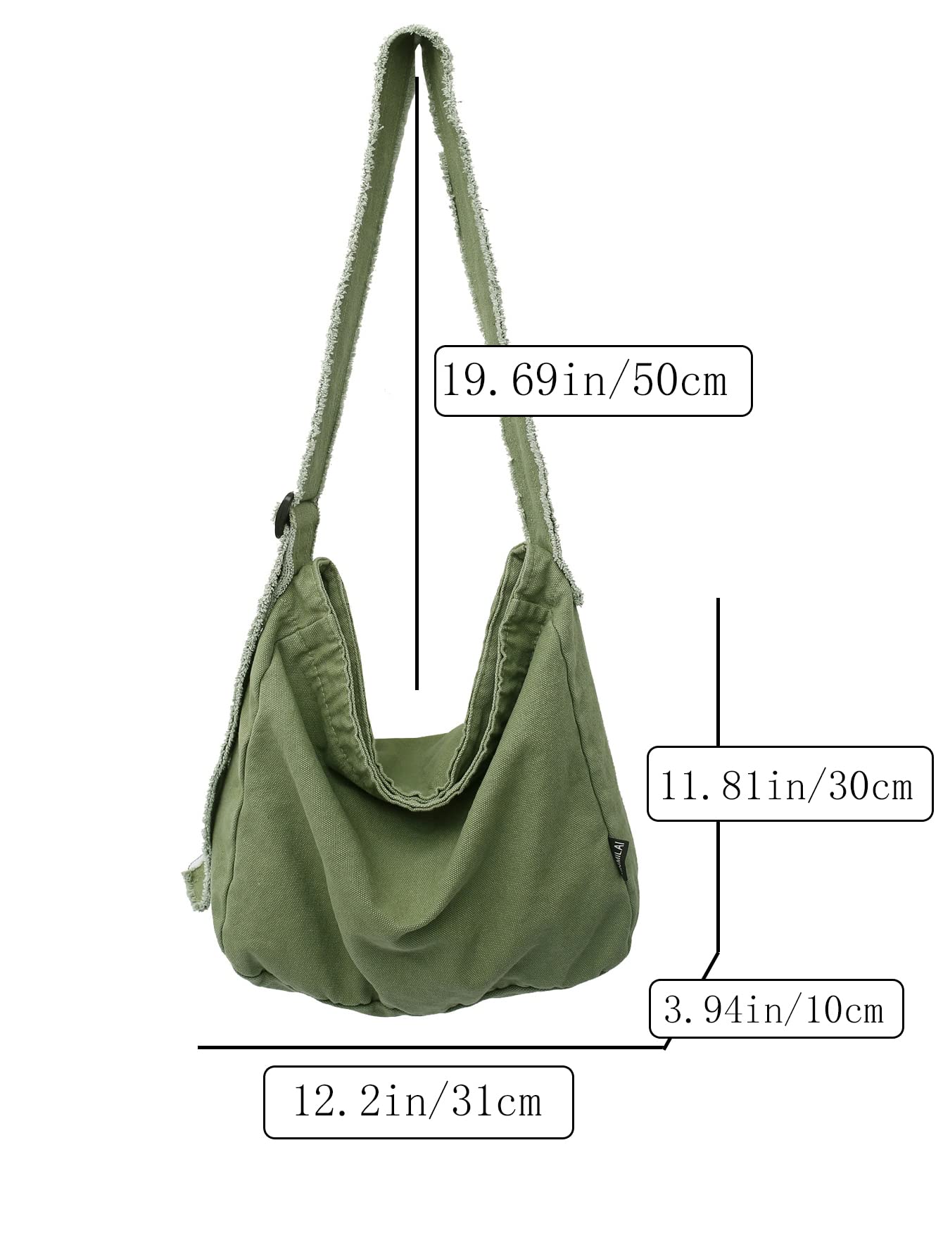 WDIRARA Women's Shoulder Handbags Adjustable Strap Hobo Bags Canvas Tote Bag Green one-size