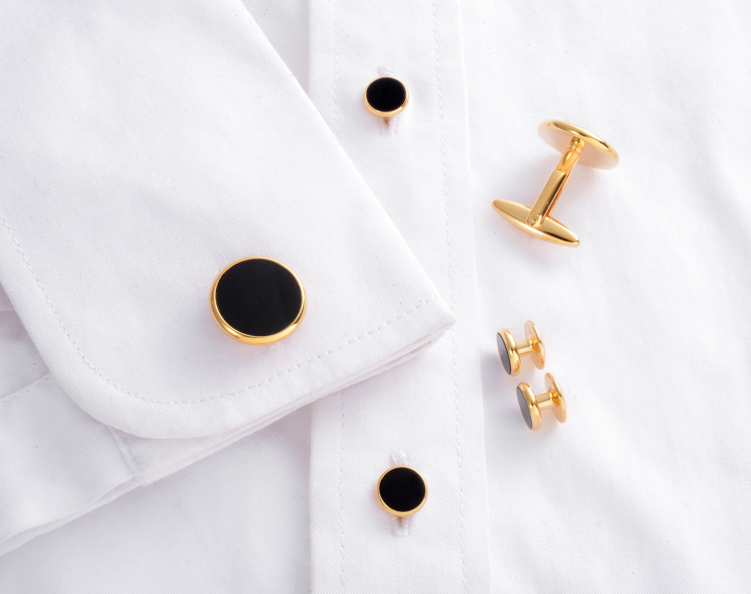 Mens Classic Cufflink Studs Set Tuxedo Salutto Formal Business Shirts Cufflinks GoldBlack