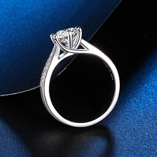 StarGems 1ct Moissanite 925 Sterling Silver Platinum Plated Zirconia Eiffel Tower Vintage Four Prong Ring B4425-1ct-6