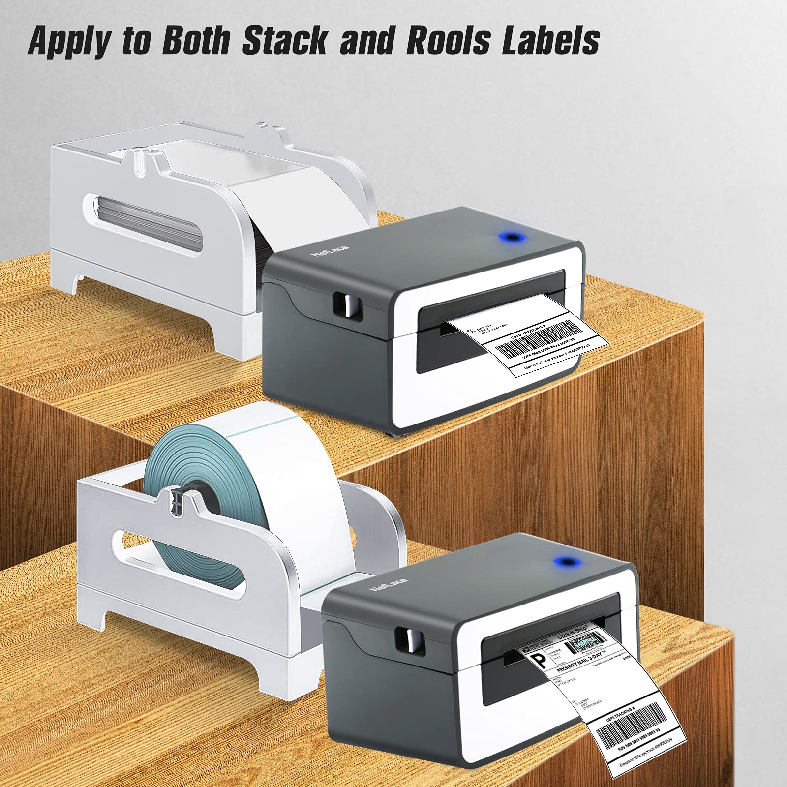NefLaca Thermal Label Printer, Shipping Label Printer with 4x6 100 Pcs Lables,Commercial Direct Thermal Label Maker, Compatible with Amazon, Ebay, Etsy, Shopify and FedEx, Support Multiple Systems