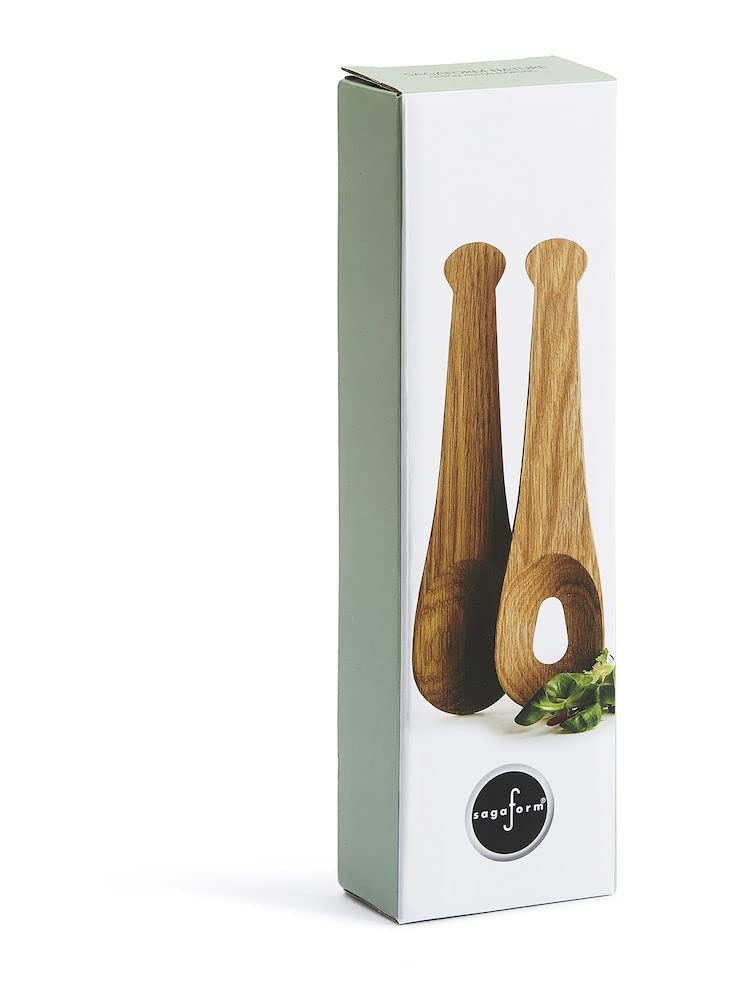 Sagaform Nature Collection Oak Salad Servers, 9.5-Inch, Wood