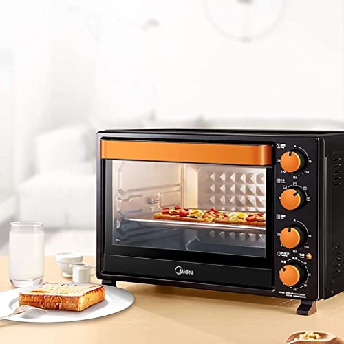 Mini Ovens 360° Rotating Fork Black Electric Oven, Household 1500W Baking Multi-Function Electric Oven, 32L Large Capacity Upper and Lower Independent Temperature Control Small Oven