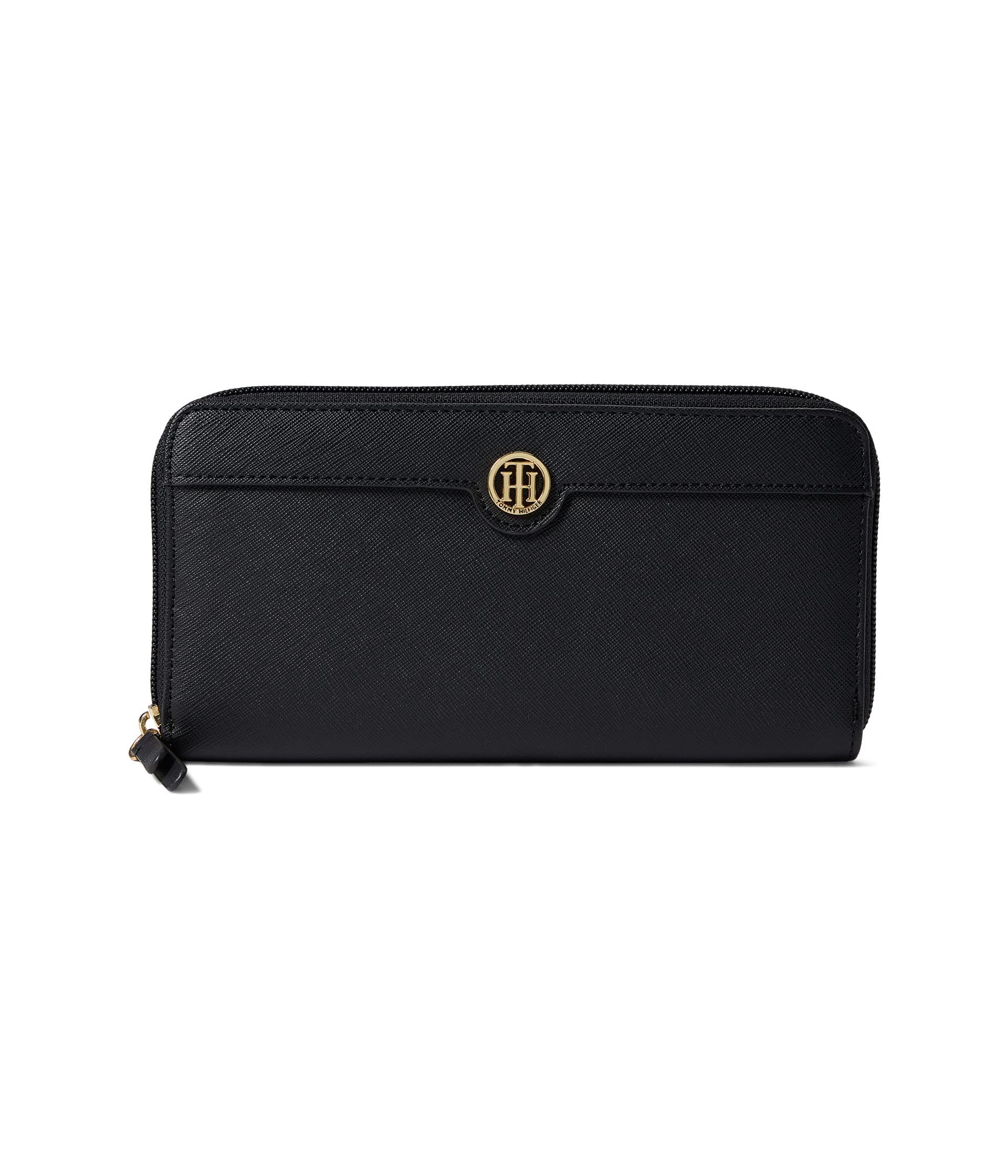 Tommy Hilfiger Gretta II Zip Around Wallet Saffiano PVC Black One Size